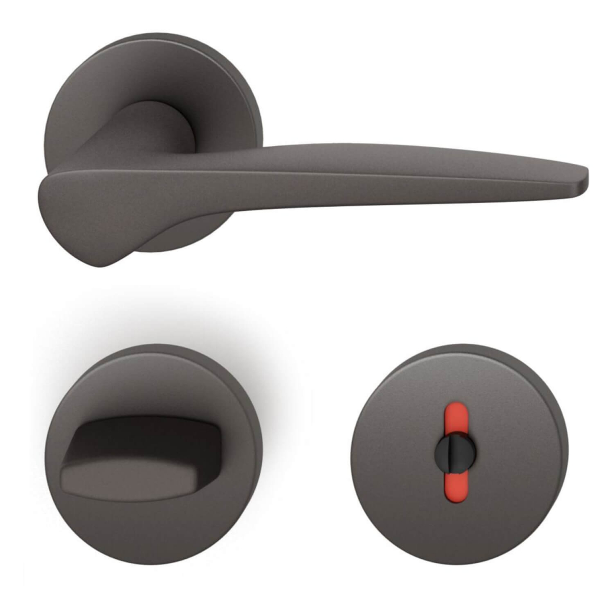 FSB Door handle with privacy lock - Dark bronze - DIN cc38 - Johannes ...