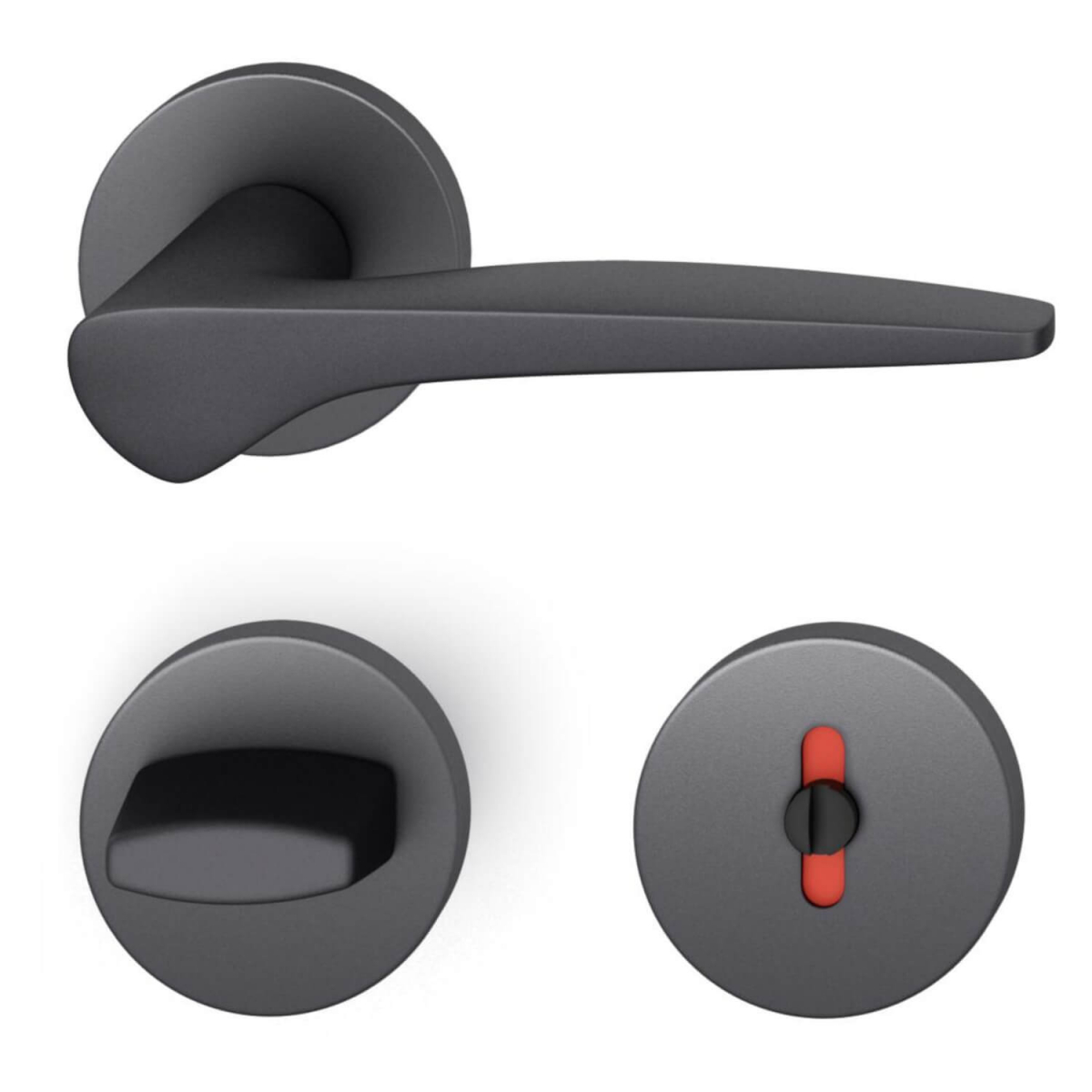 FSB Door handle with privacy lock - Black aluminium - DIN cc38 ...