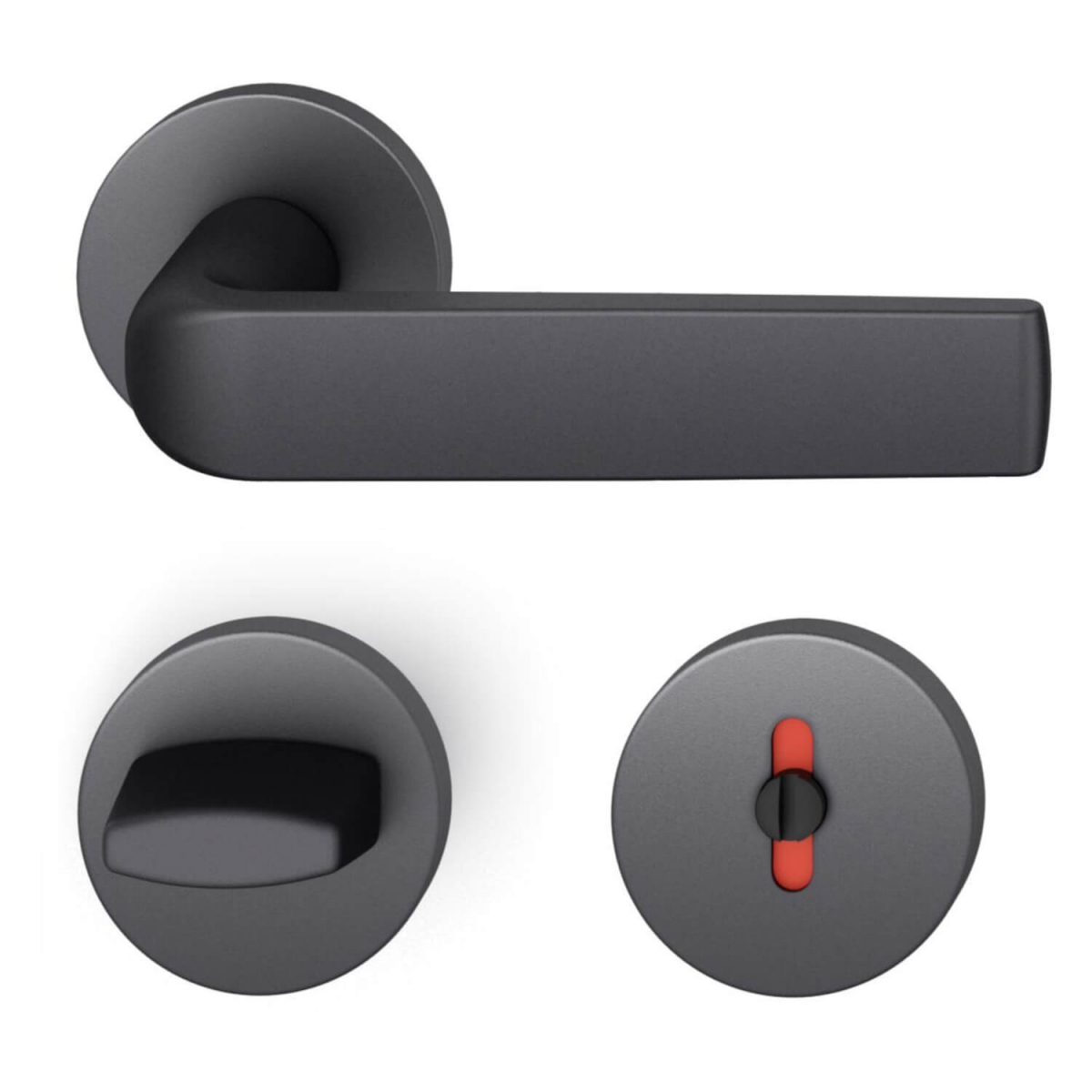 FSB Door handle with privacy lock - Black aluminium - DIN cc38 - Mies ...